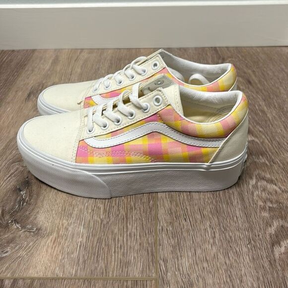Vans | Shoes | New Vans Old Skool Stac Pastel Picnic Pink Plaid ...